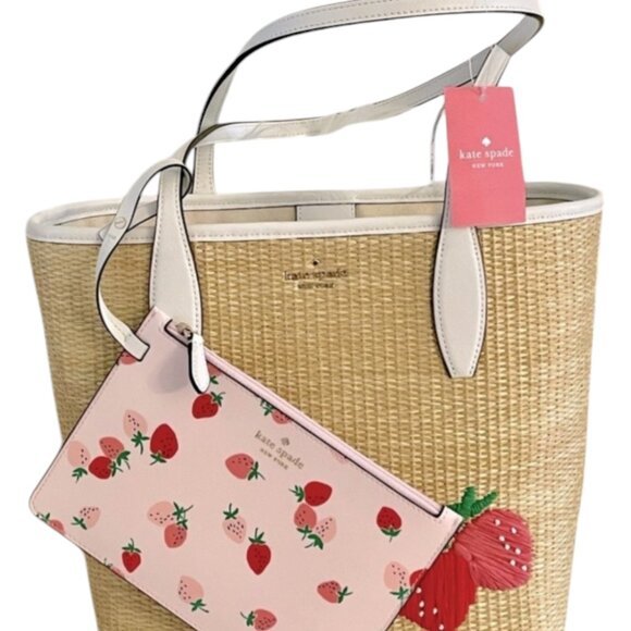 kate spade | Bags | Bundle Of 2 Kate Spade Strawberry Tote Bag Pouch ...